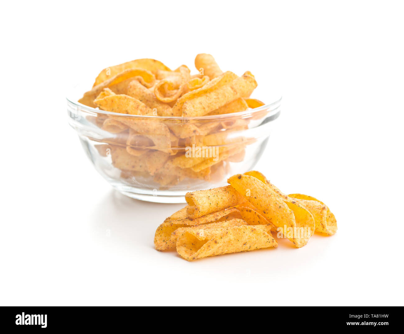 Rolled tortilla chips isolated on white background Stock Photo - Alamy