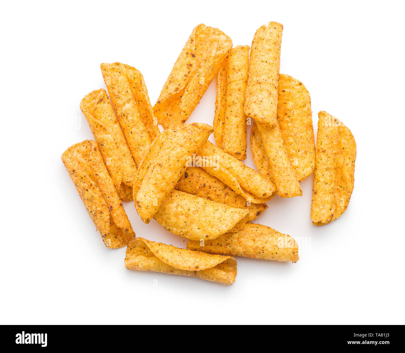 Rolled tortilla chips isolated on white background Stock Photo - Alamy
