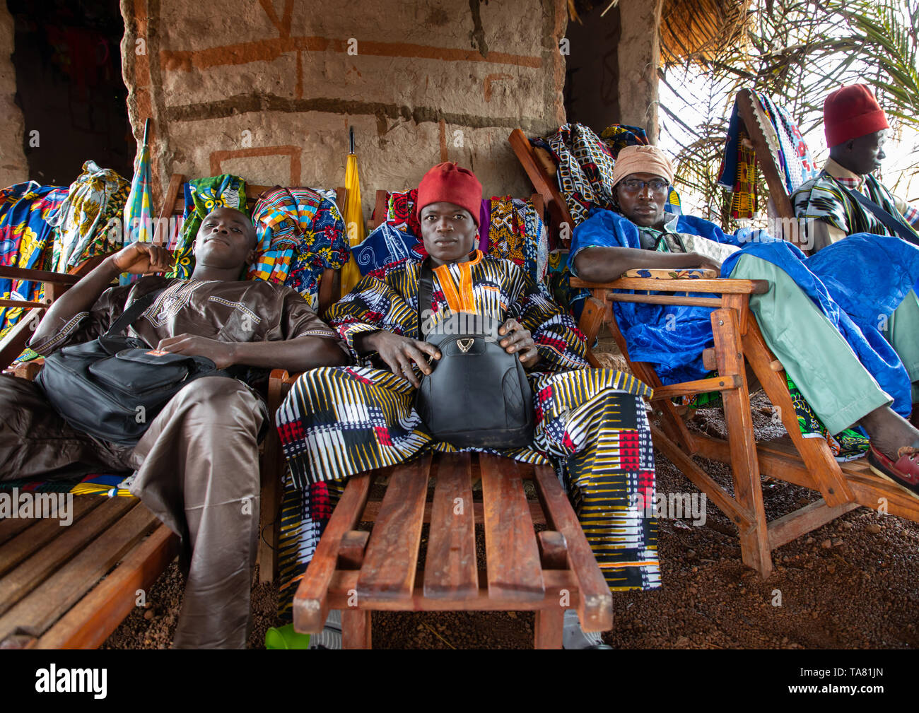 Young men attending the Poro society age-grade initiation in Senufo ...