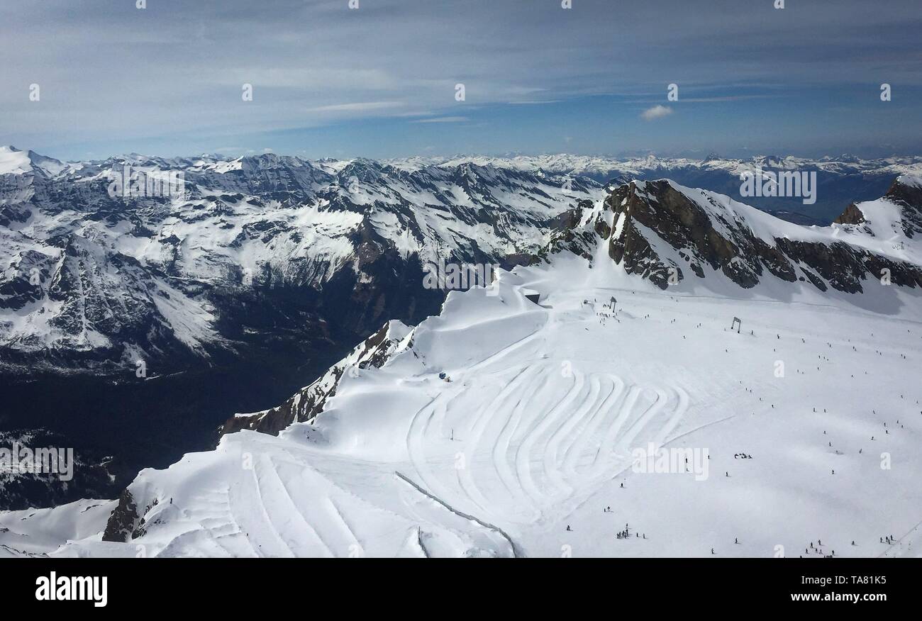 Overview of Austrian ski resort in the Alps of Austria Stock Photo - Alamy