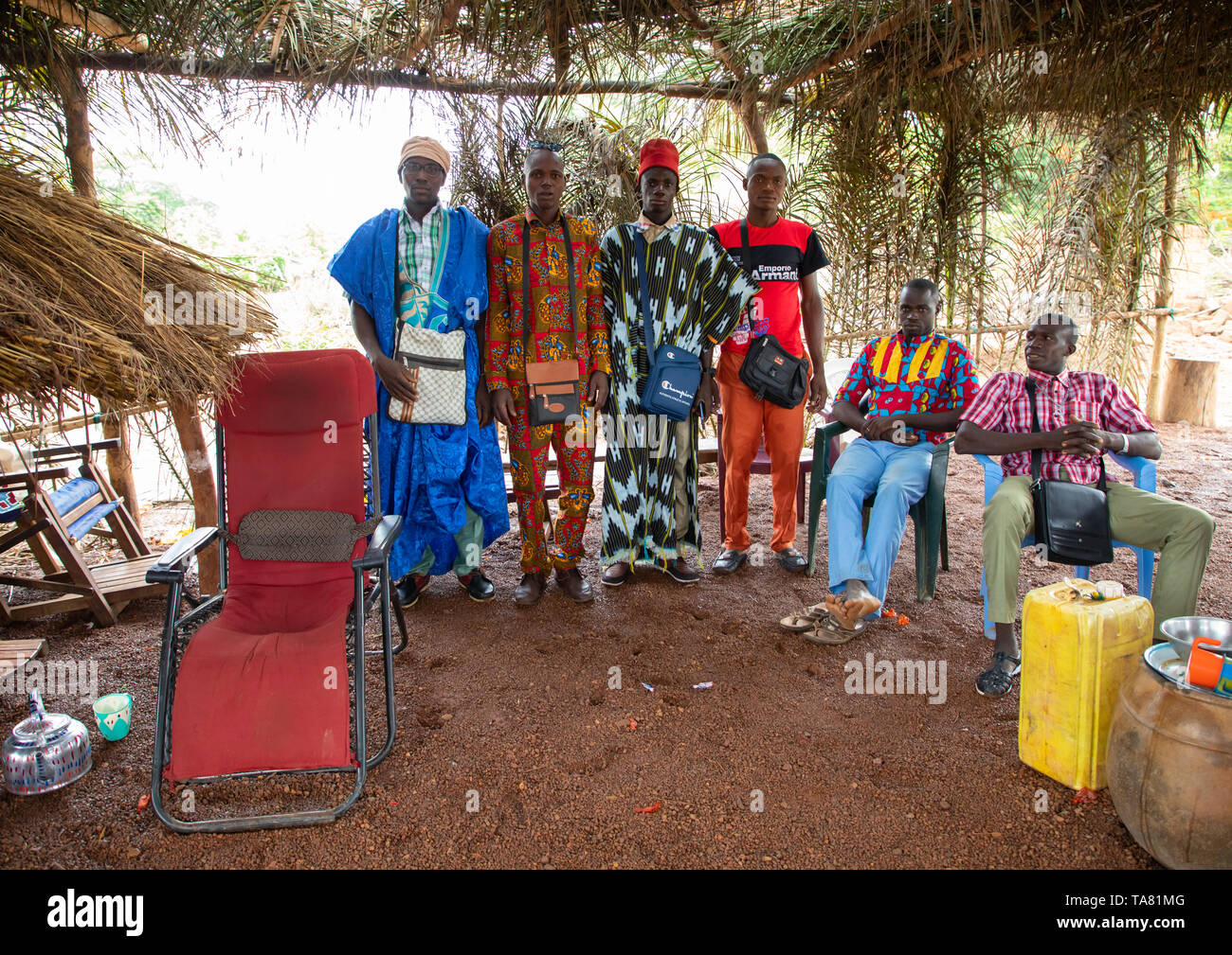 Young men attending the Poro society age-grade initiation in Senufo ...