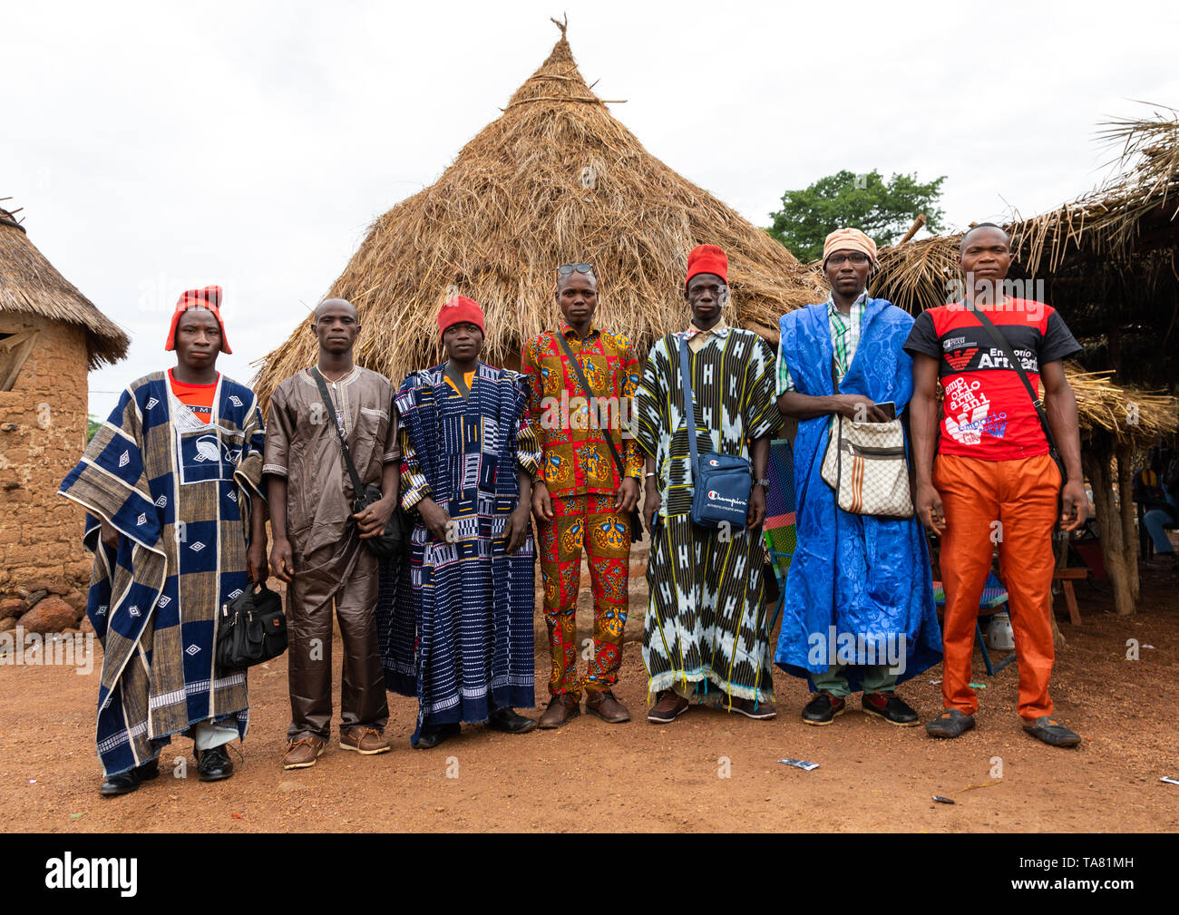 Young men attending the Poro society age-grade initiation in Senufo ...