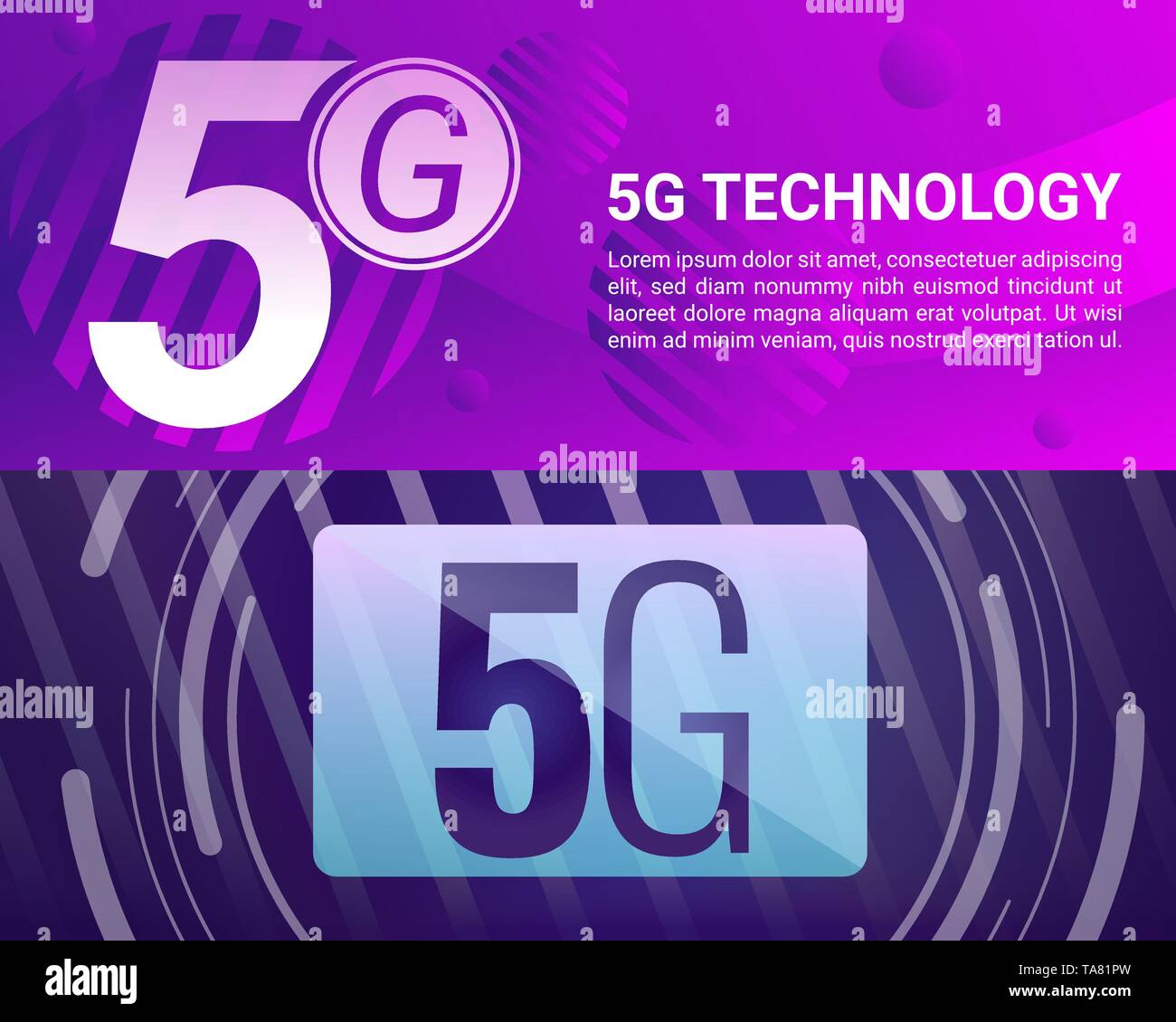 5G technology banner set. Cartoon illustration of 5G technology vector ...