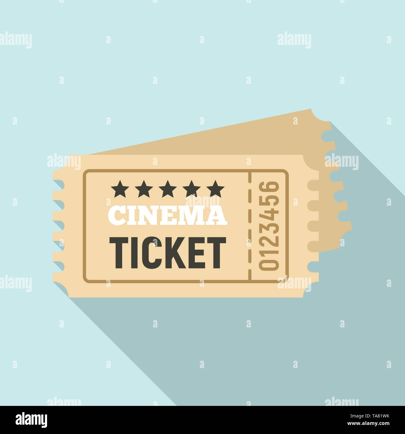 Cinema ticket icon. Flat illustration of cinema ticket vector icon for ...