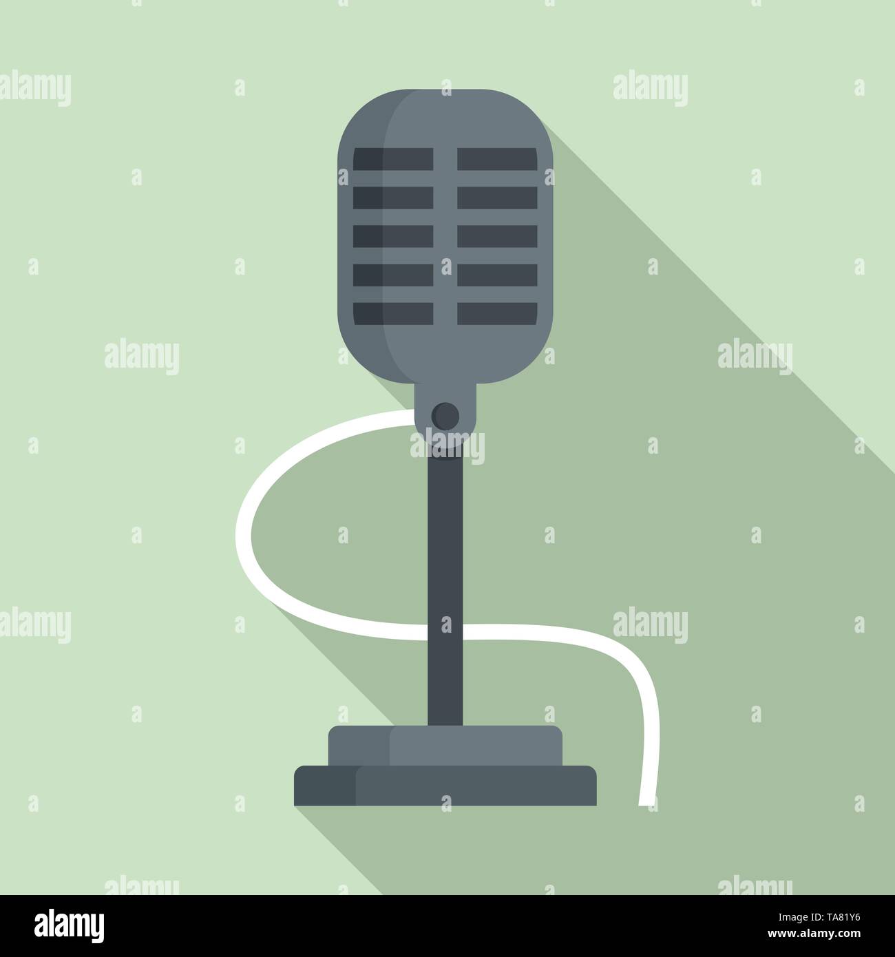 Retro microphone icon. Flat illustration of retro microphone vector ...