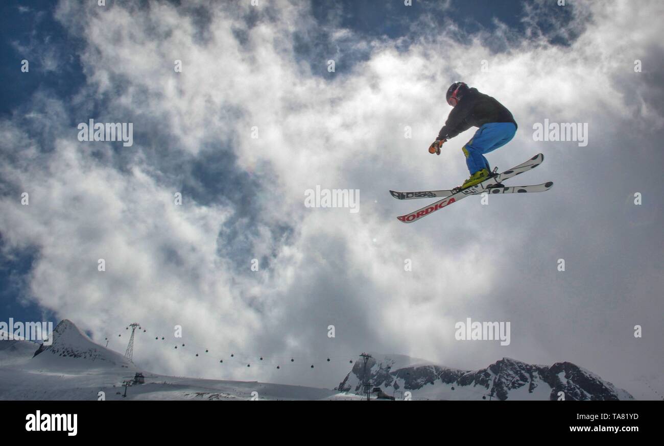 skier jumping on a snow park in Austria Stock Photo - Alamy