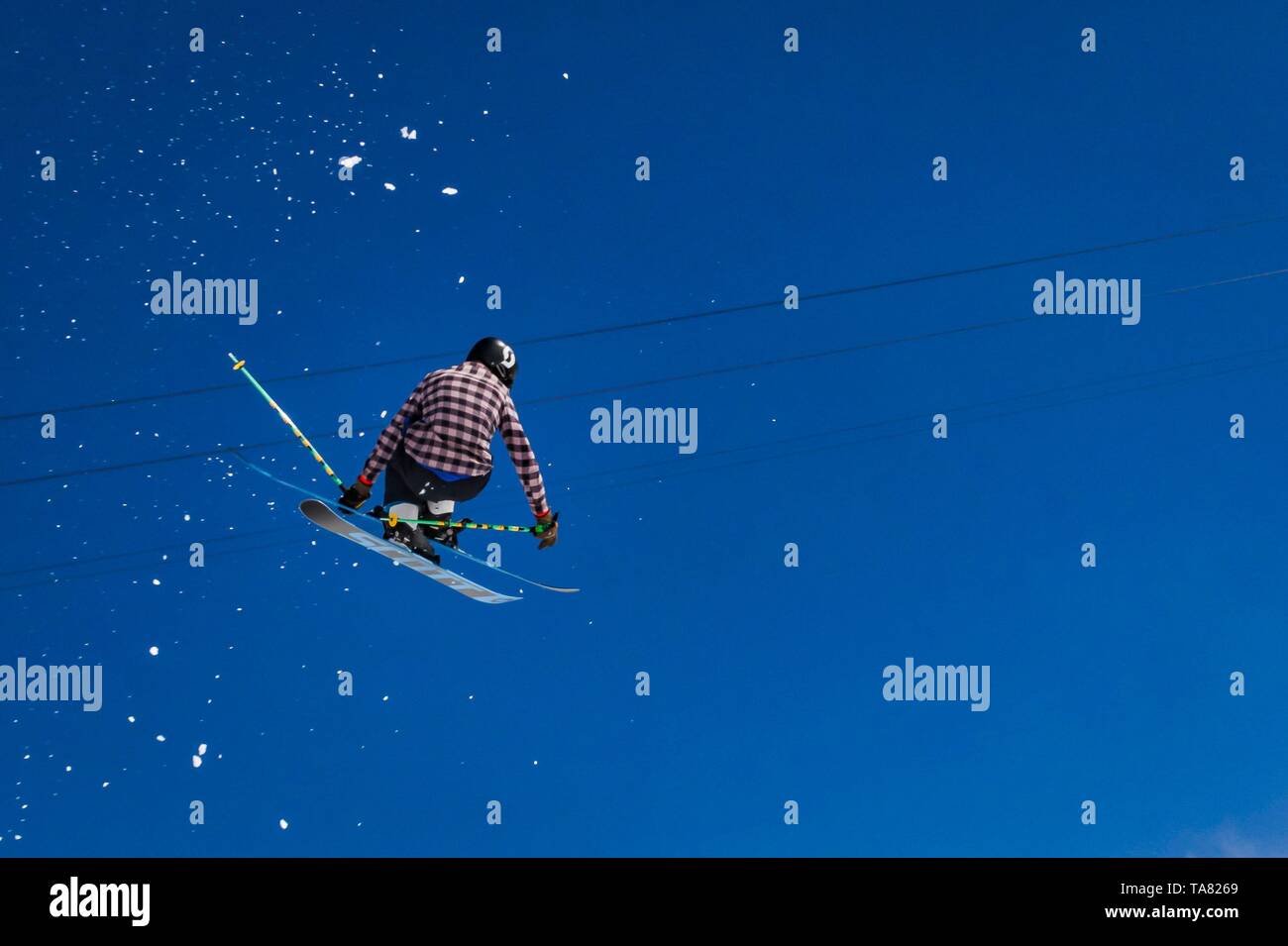 skier jumping on a snow park in Austrian alps Stock Photo - Alamy