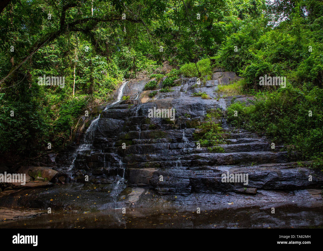 Small waterfall in summertime, Tonkpi Region, Man, Ivory Coast Stock ...