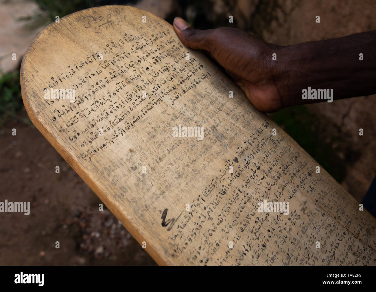 Wood board for writing koran in a koranic school, Tonkpi Region, Man ...