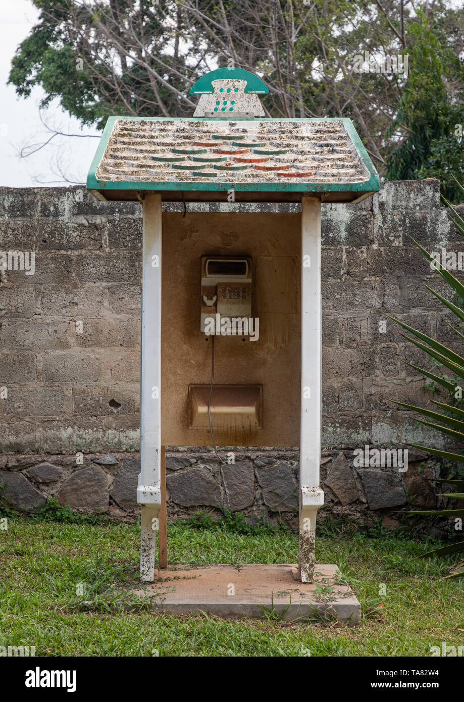 Out of order telephone booth in the street, Tonkpi Region, Man, Ivory ...