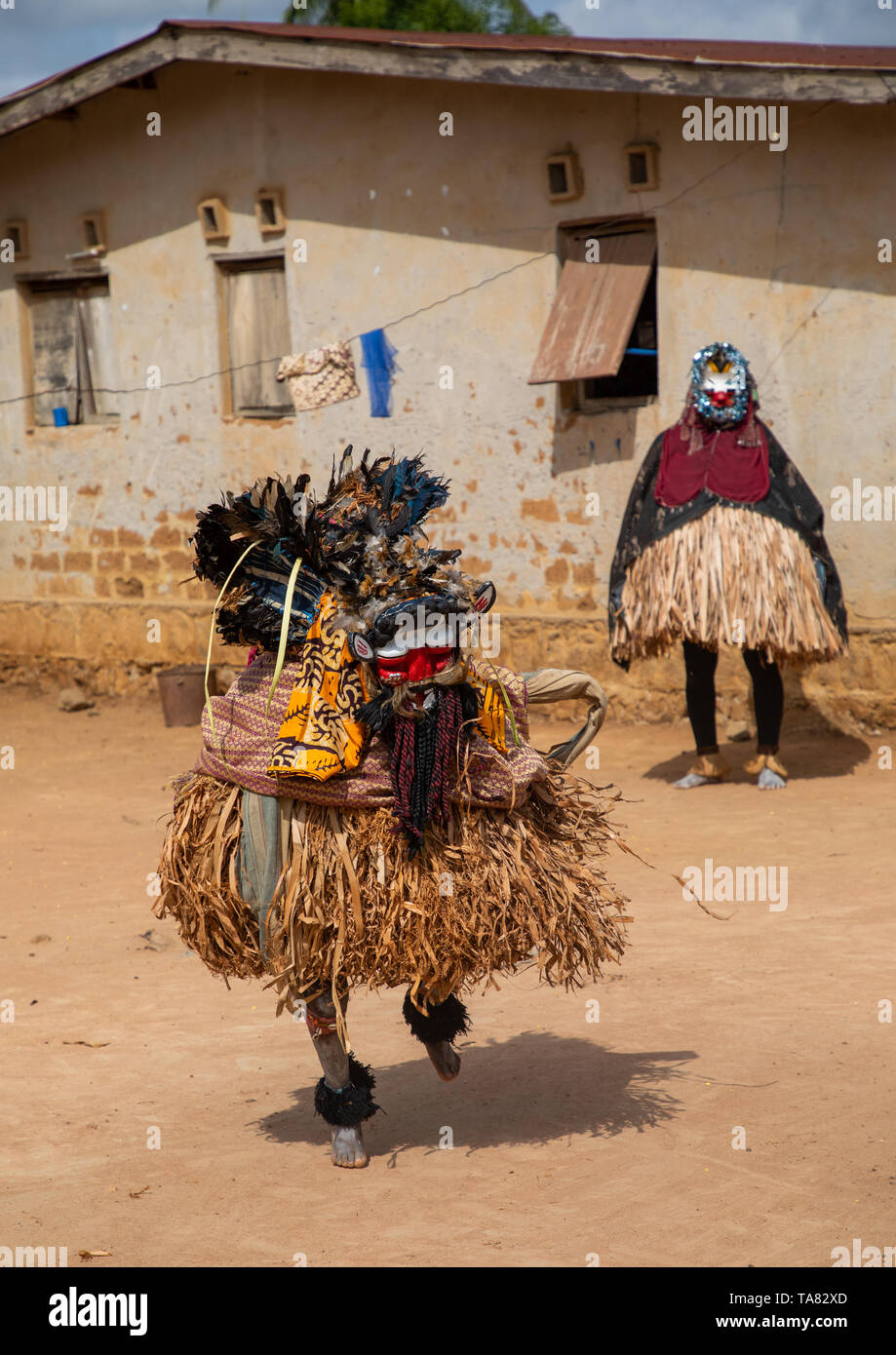 We Guere sacred masks dance during a ceremony, Guémon, Bangolo, Ivory ...