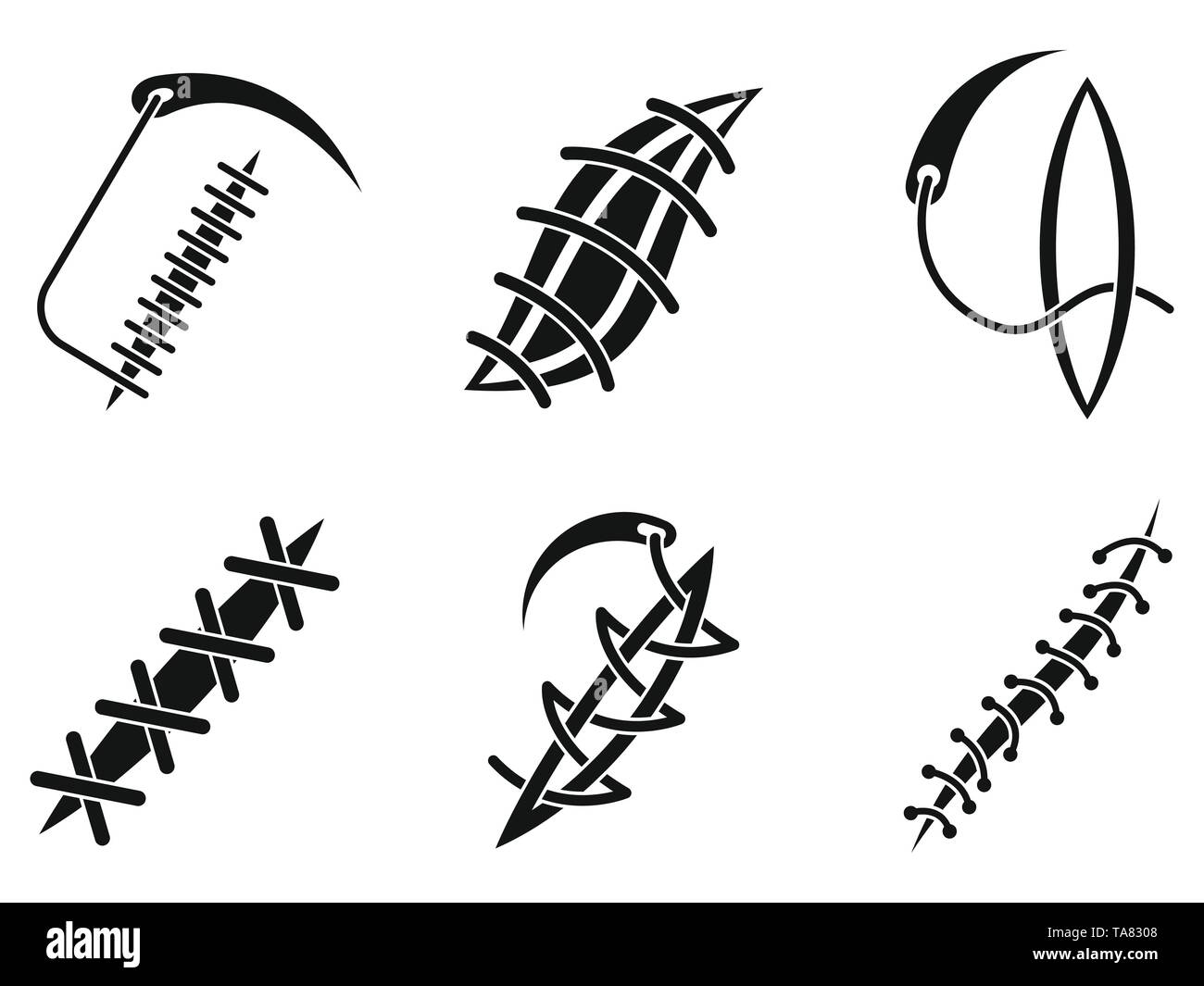 Suture icons set. Simple set of suture vector icons for web design on ...