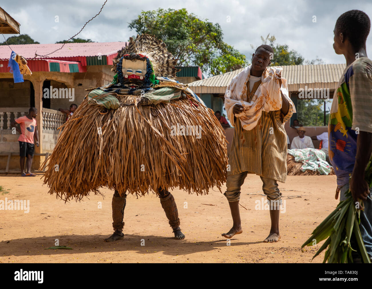 We Guere sacred mask dance during a ceremony, Guémon, Bangolo, Ivory ...