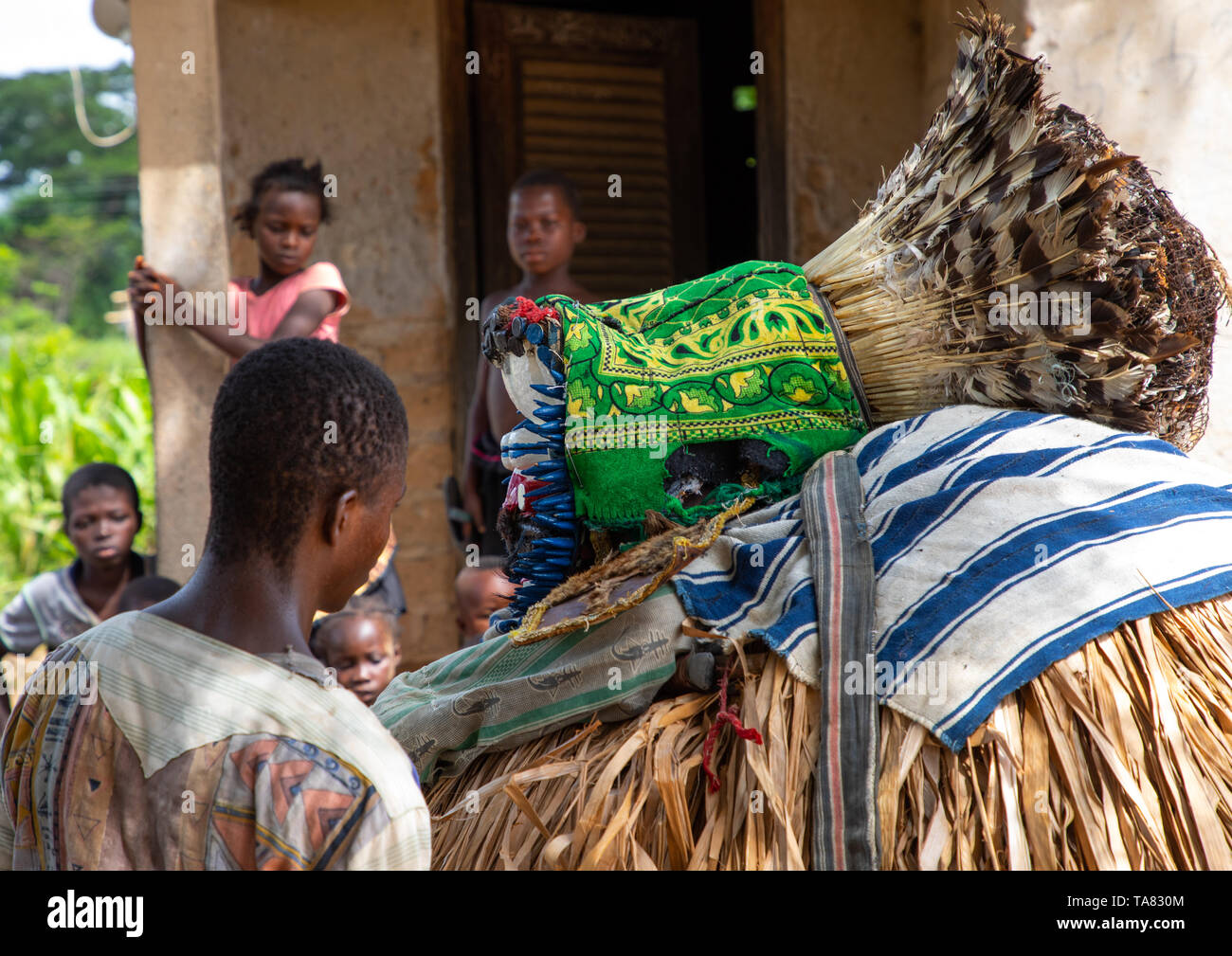 We Guere sacred mask dance during a ceremony, Guémon, Bangolo, Ivory ...