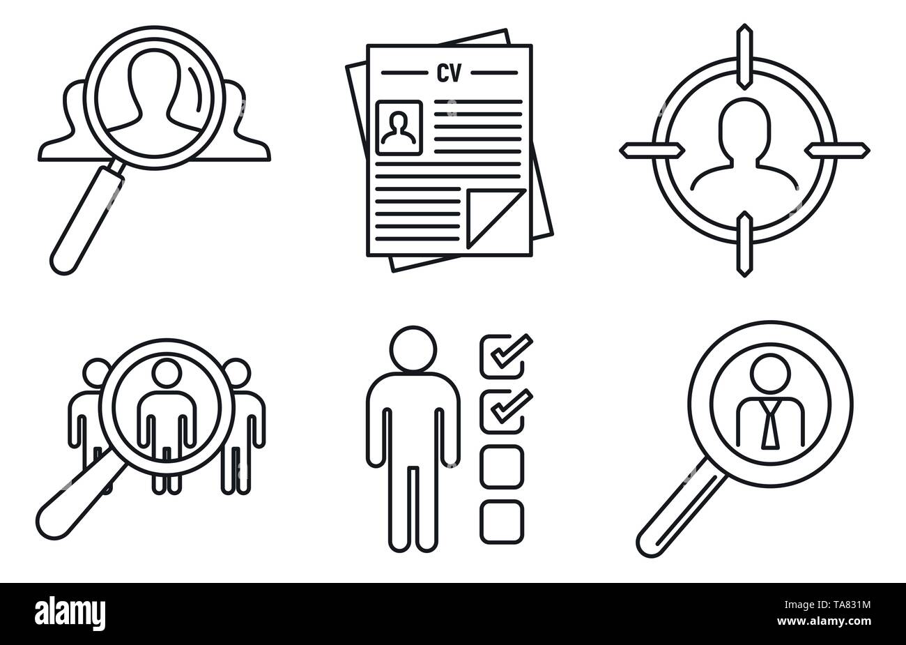 Recruitment expert icons set. Outline set of recruitment expert vector ...
