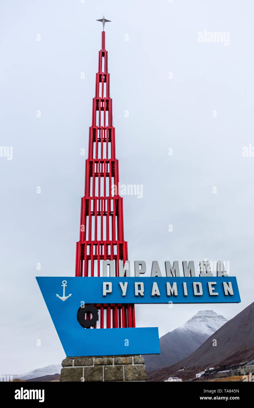 The sudden abandoned russian mining town Pyramiden. Pyramiden Signpost ...