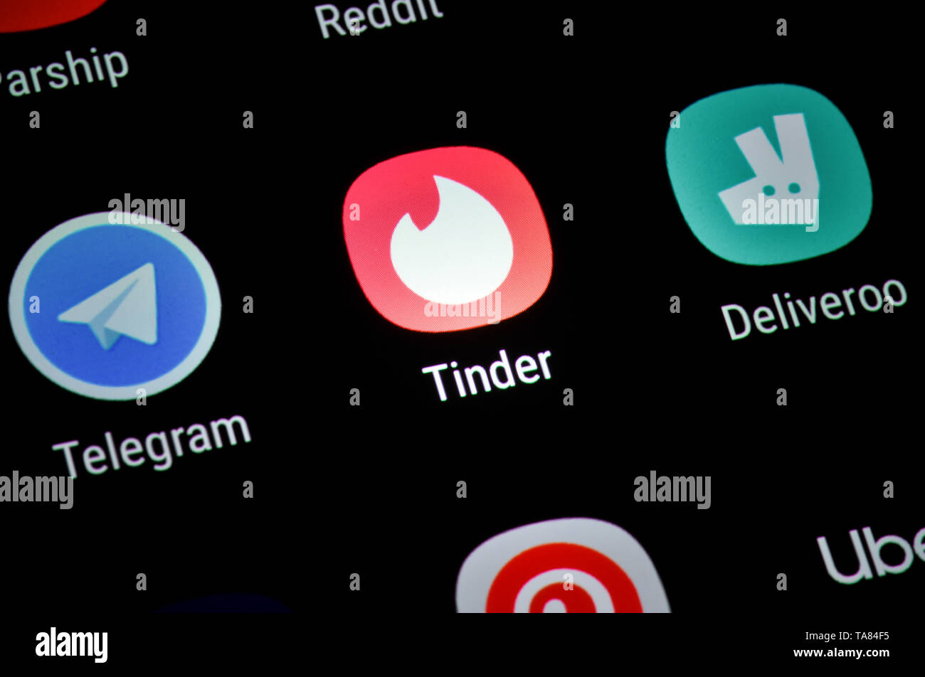 Smartphone, display, ext., Tinder, Display, App Stock Photo - Alamy