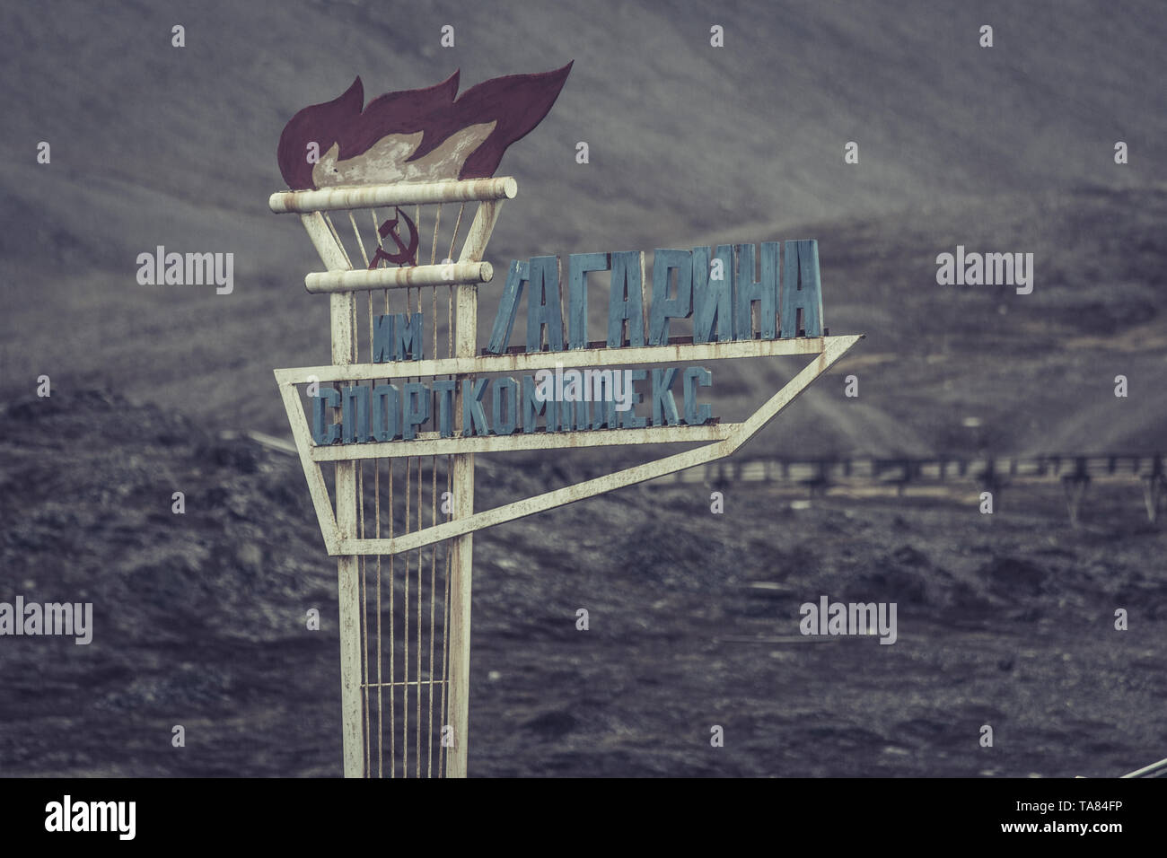 The sudden abandoned russian mining town Pyramiden. Pyramiden Signpost ...