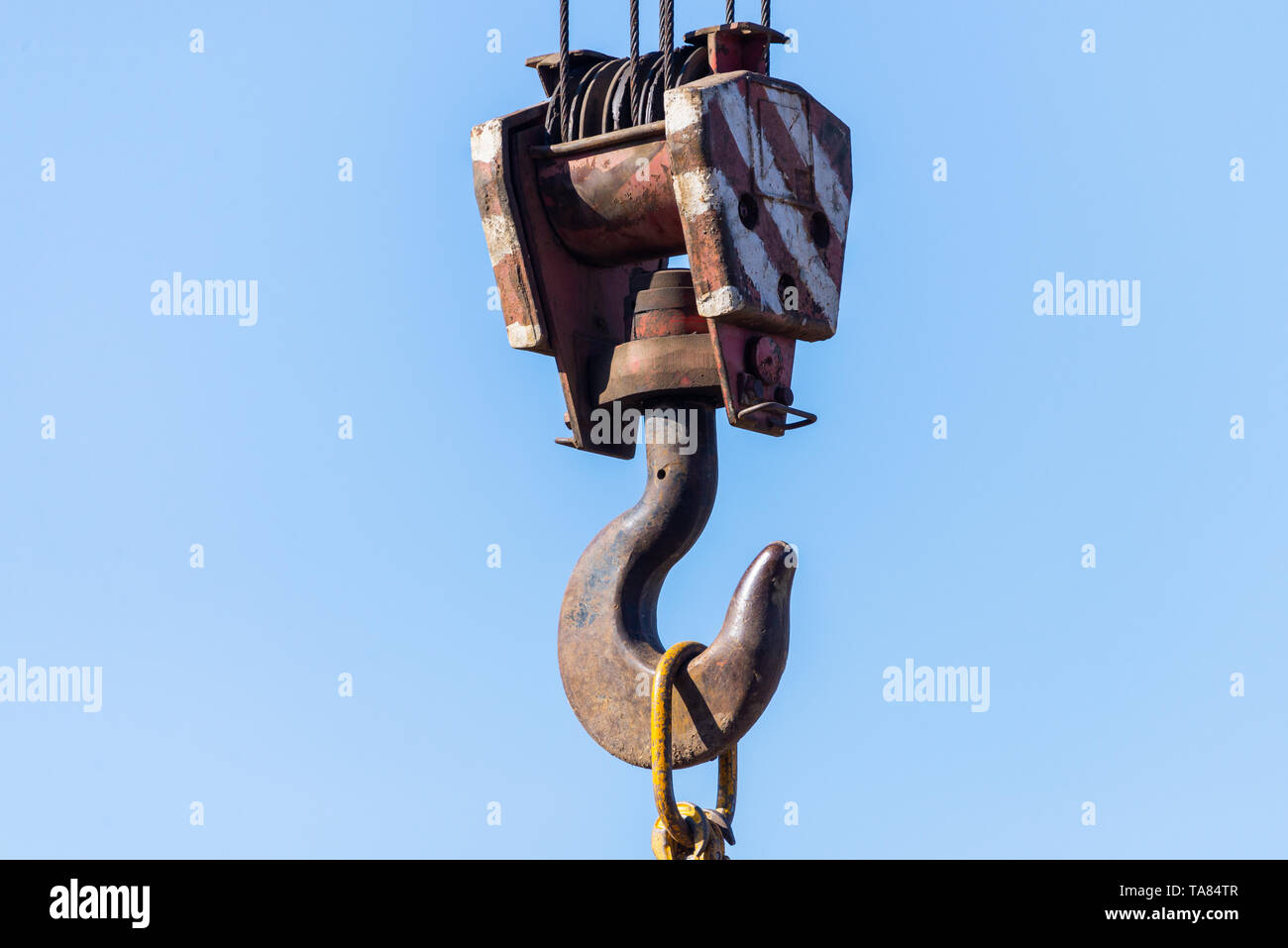 Hook suspension - tackle block lifting construction auto crane Stock ...