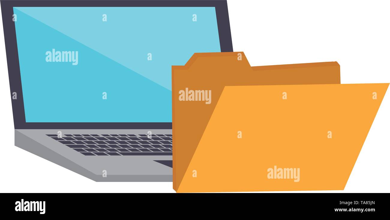 Laptop and folder digital symbols Stock Vector Image & Art - Alamy
