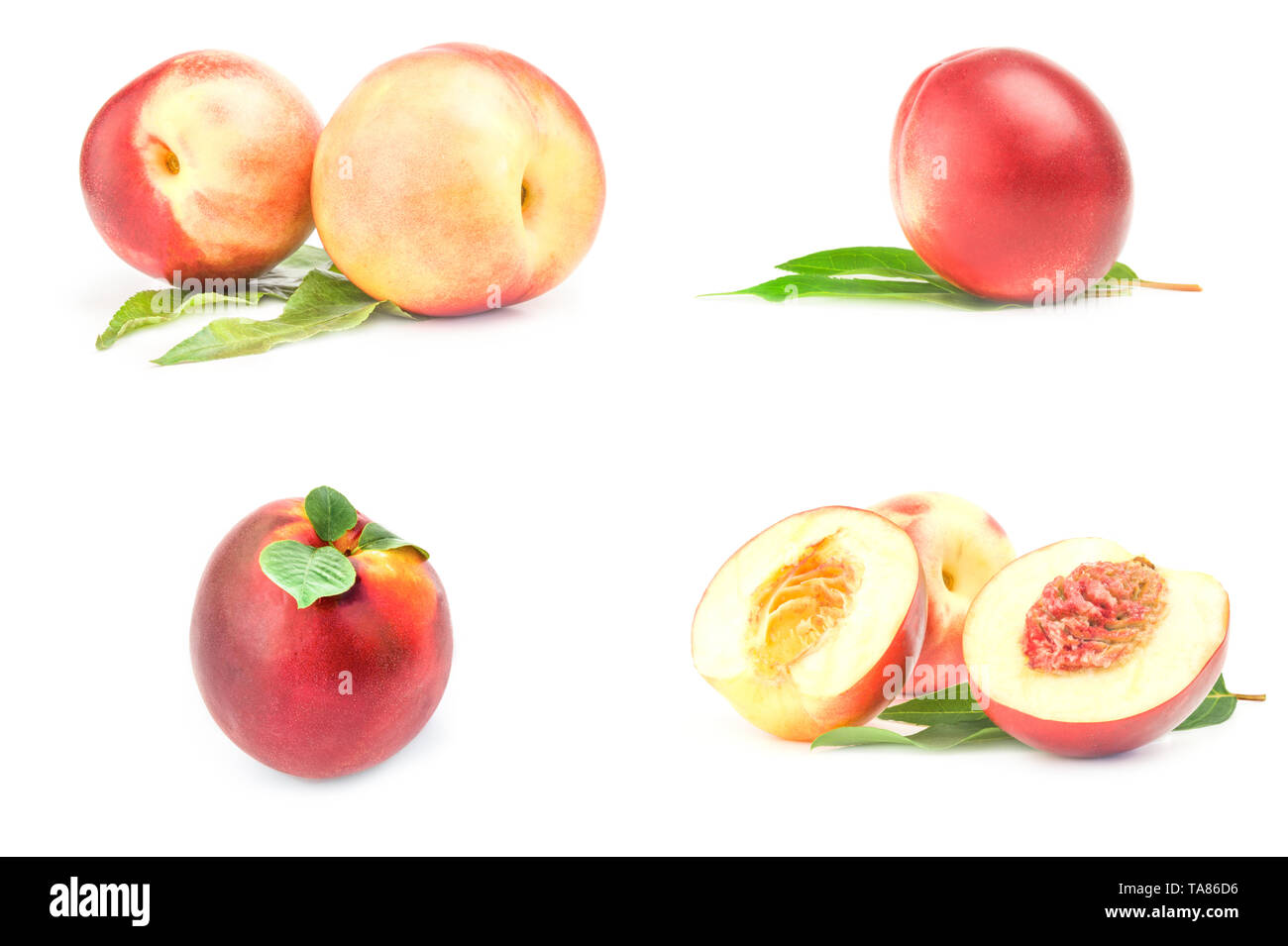 Set of ripe peaches isolated on a white background with clipping path ...