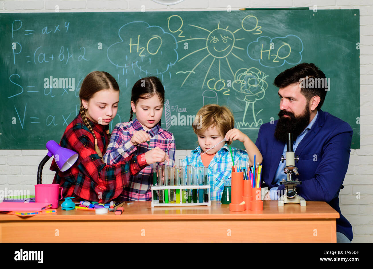 making experiment in lab or chemical cabinet. back to school. chemistry ...