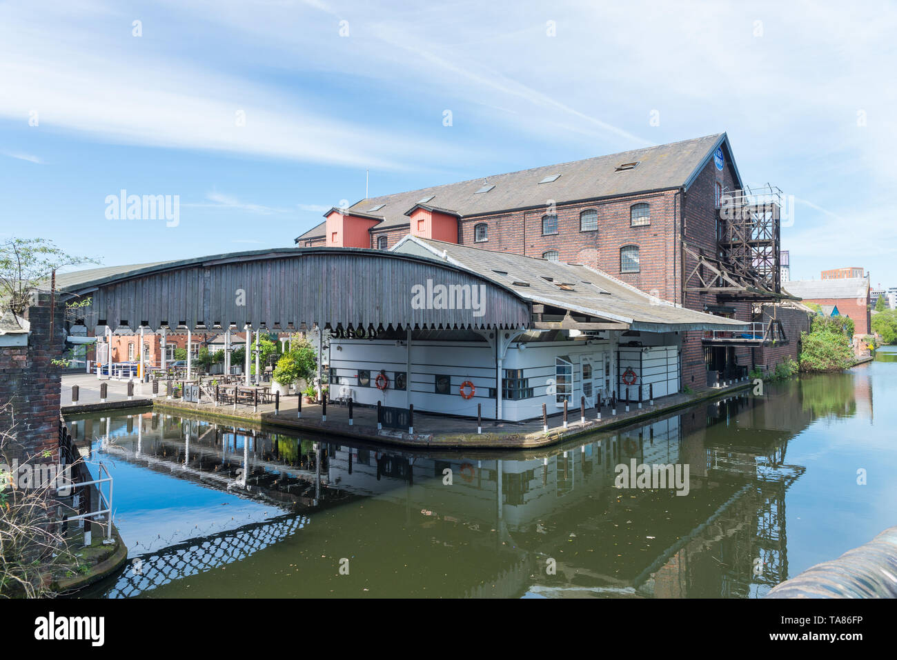 Canal running through Digbeth in Birmingham which used to be industrial ...