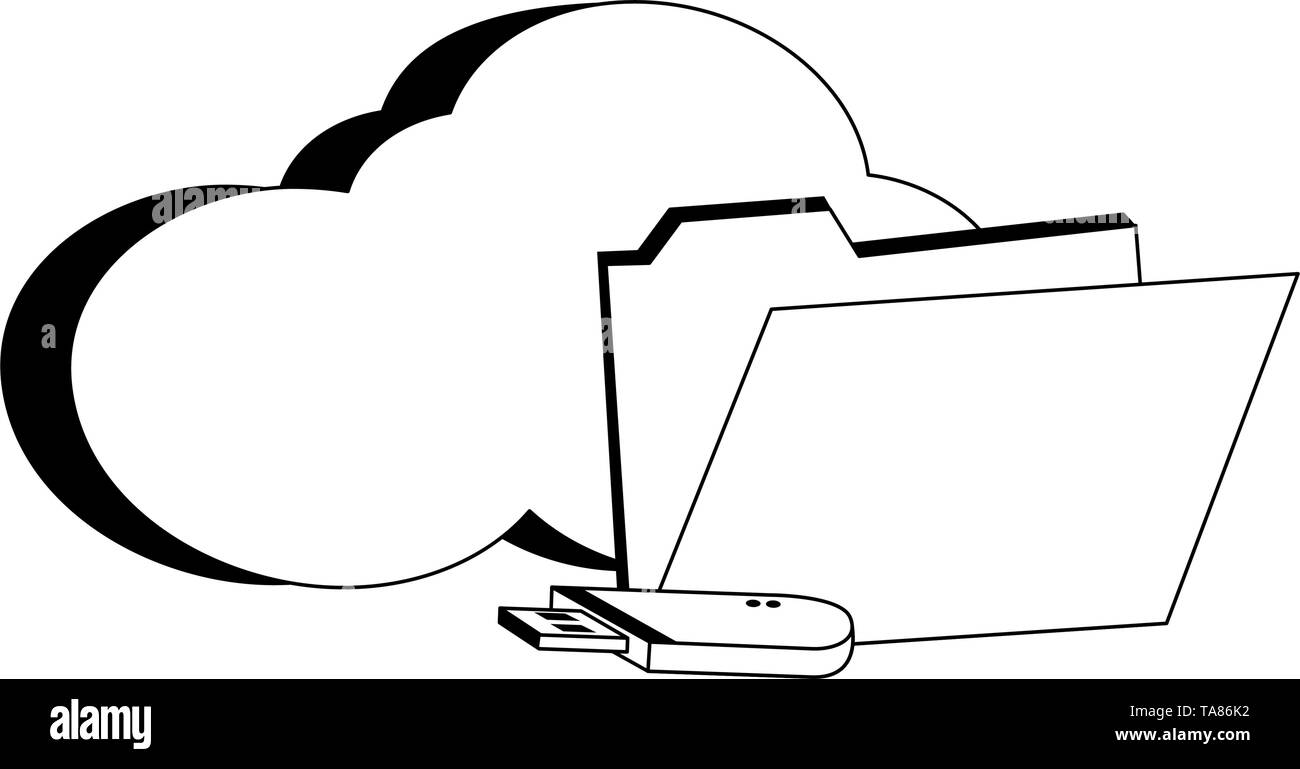 Cloud computing technology in black and white Stock Vector Image & Art ...