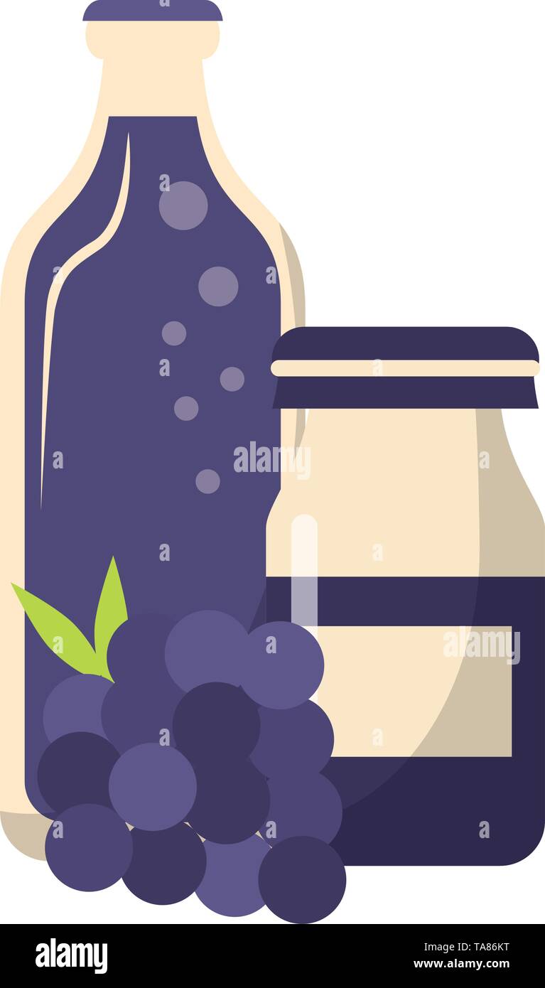 Grapes juice bottles and fruit cartoon Stock Vector Image & Art - Alamy