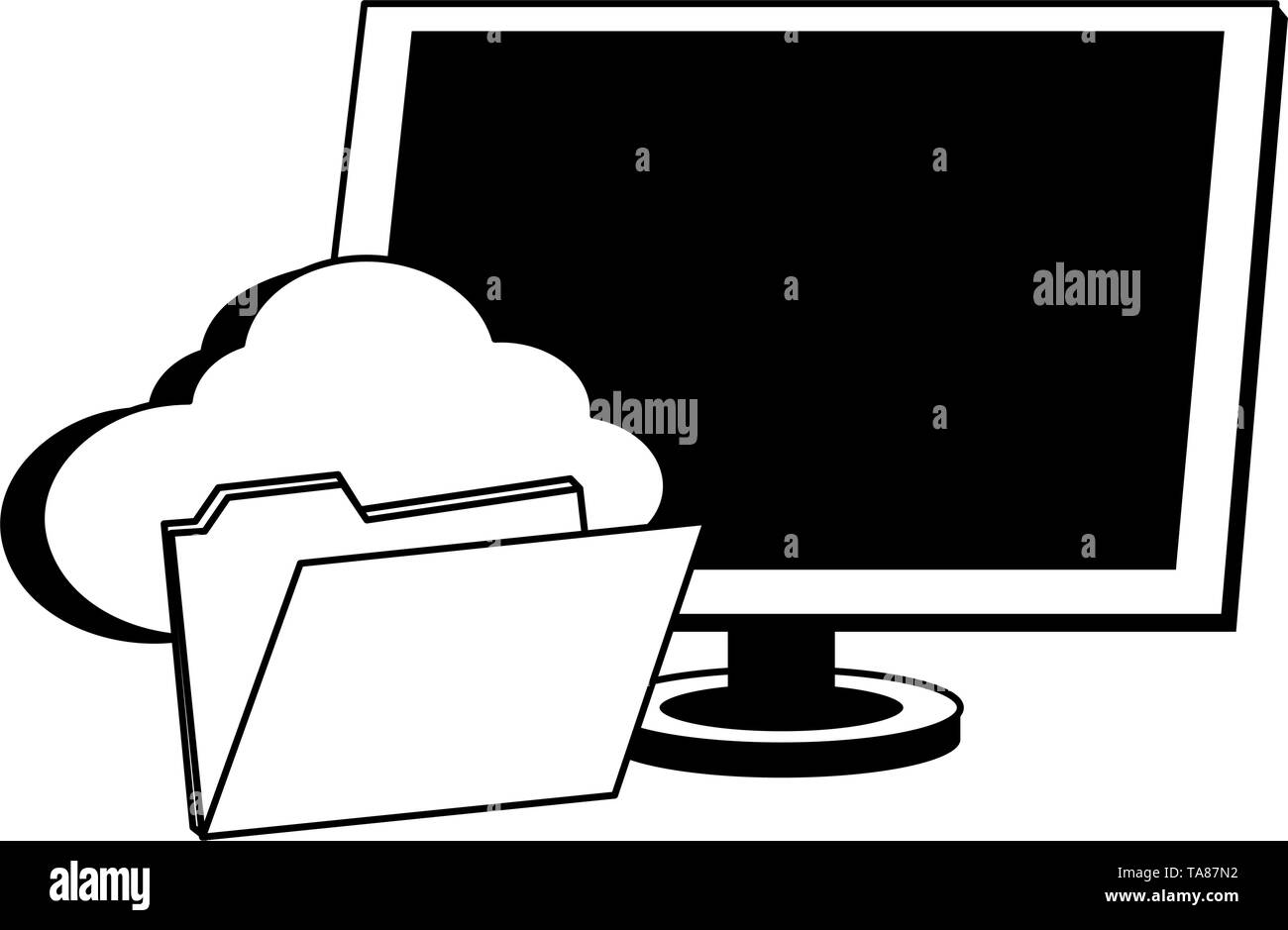 Cloud computing technology in black and white Stock Vector Image & Art ...