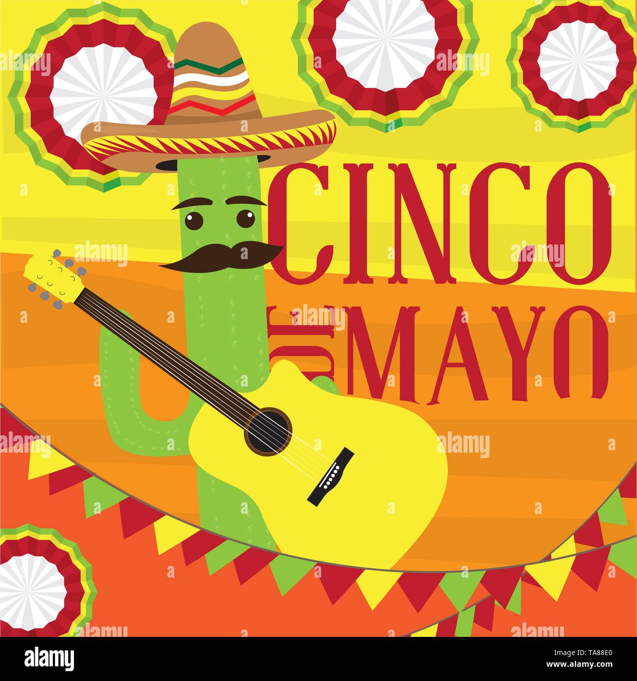 Cactus mexican hat guitar Stock Vector Images - Alamy