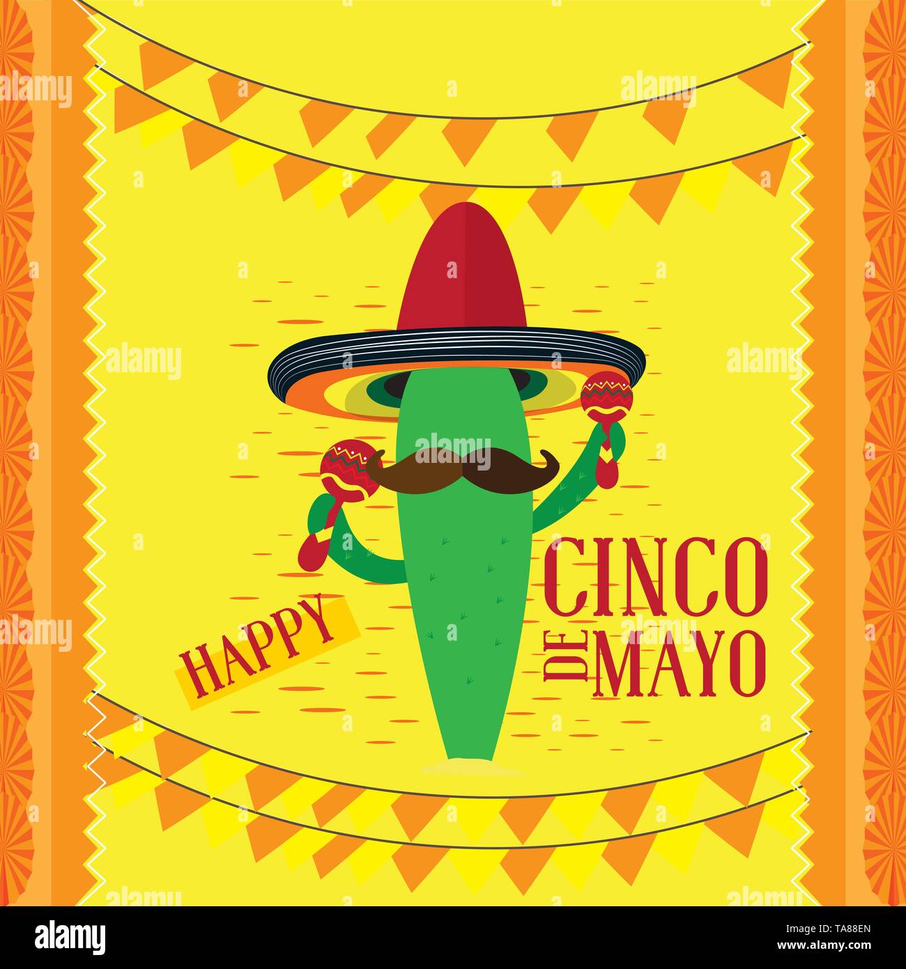 Celebration mexican cactus hat Stock Vector Images - Alamy