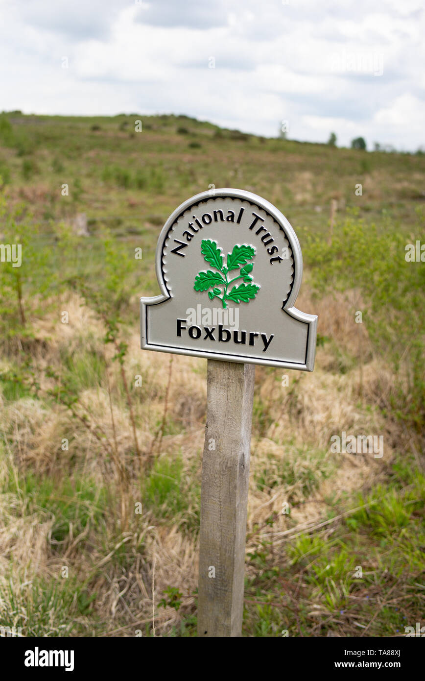 Foxbury National trust silver sign, Foxbury is 150 hectare site of ...