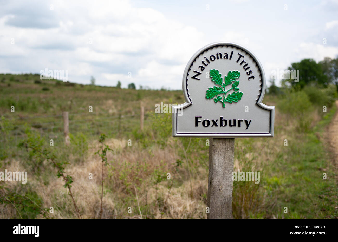 Foxbury National trust silver sign, Foxbury is 150 hectare site of ...
