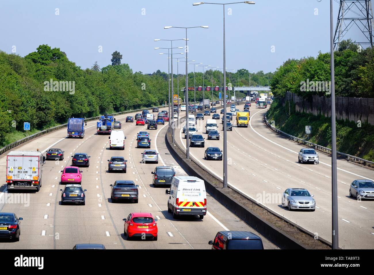 The busy M25 Motorway between Junction 11,Wisley and Junction 10 ...