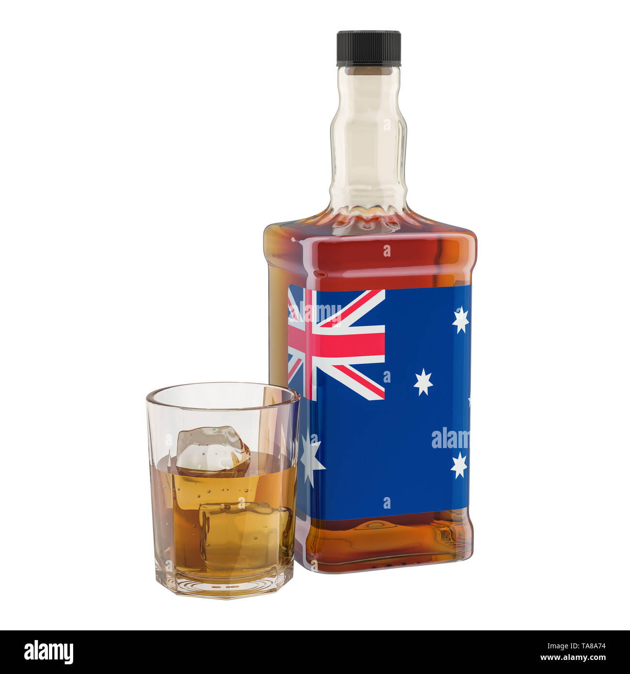 Production and consumption of alcohol drinks in Australia, concept. 3D ...