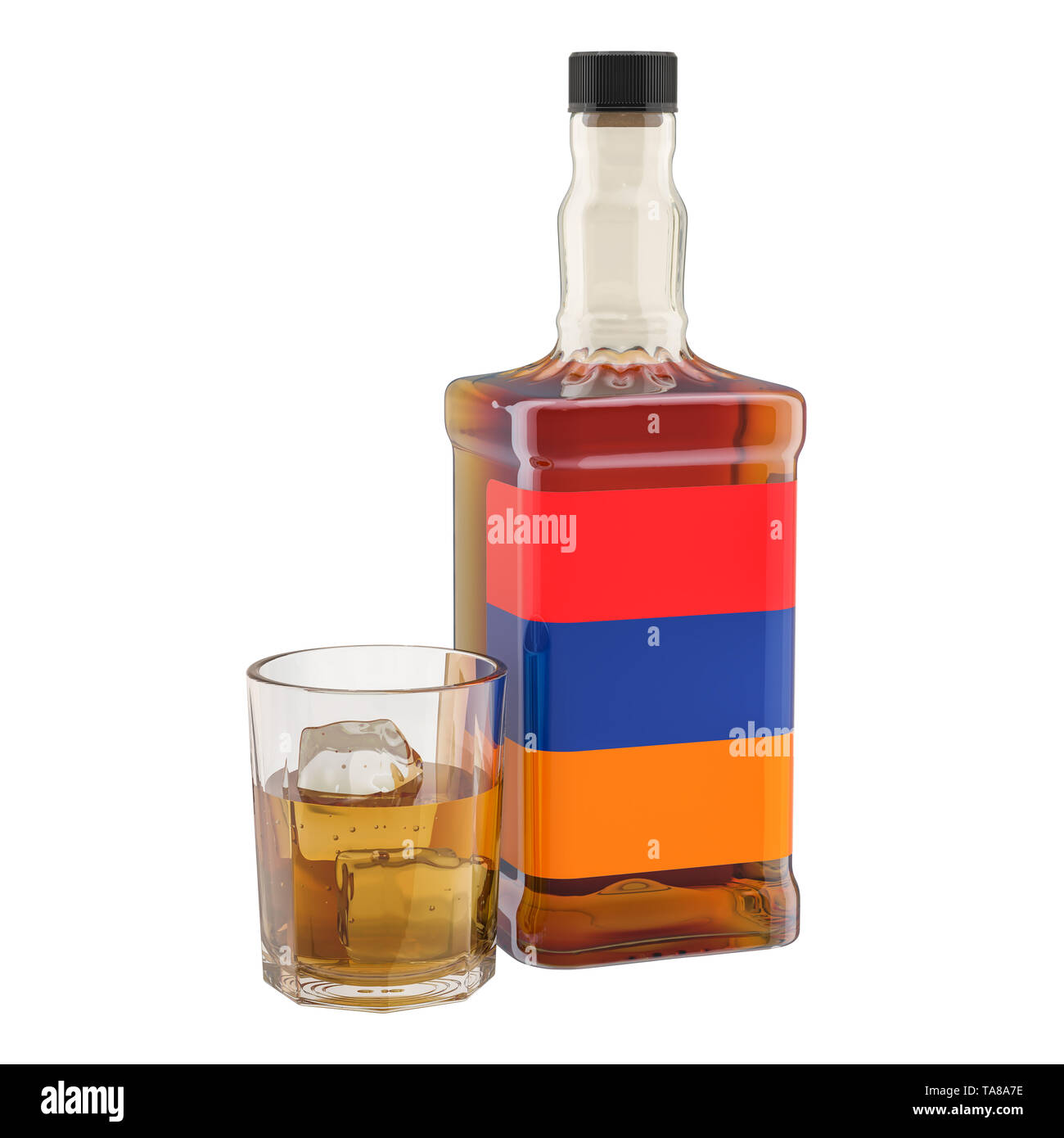 Production and consumption of alcohol drinks in Armenia, concept. 3D ...