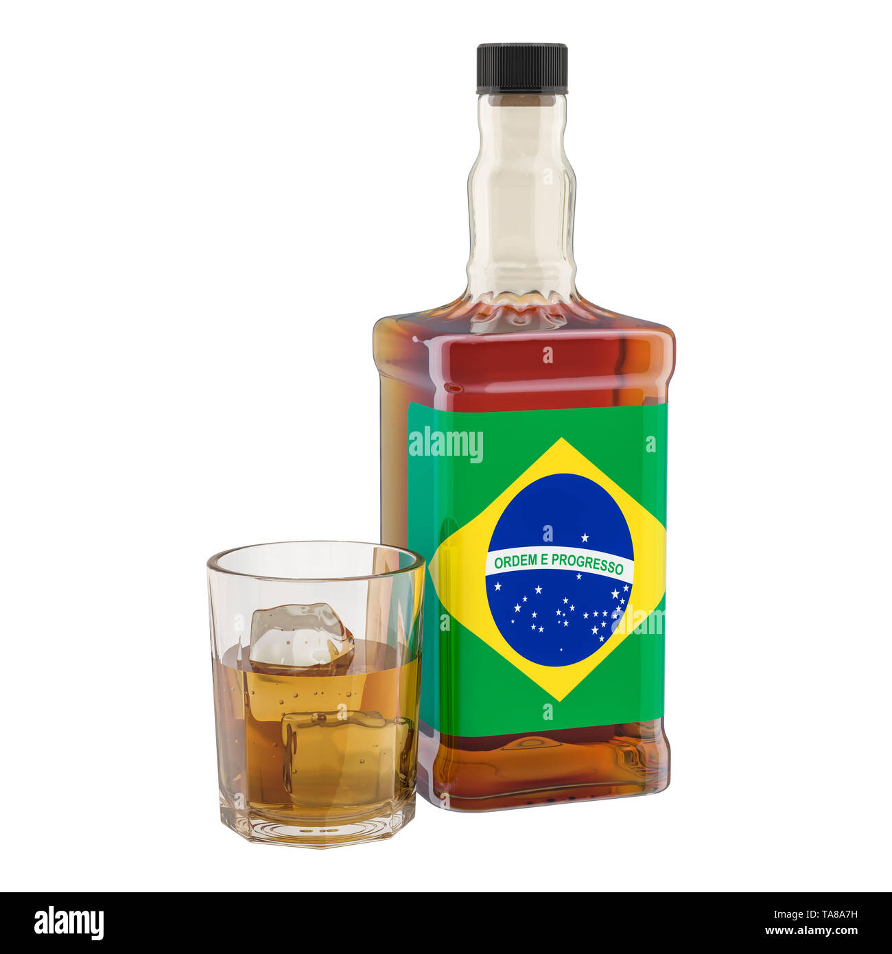 Production and consumption of alcohol drinks in Brazil, concept. 3D ...