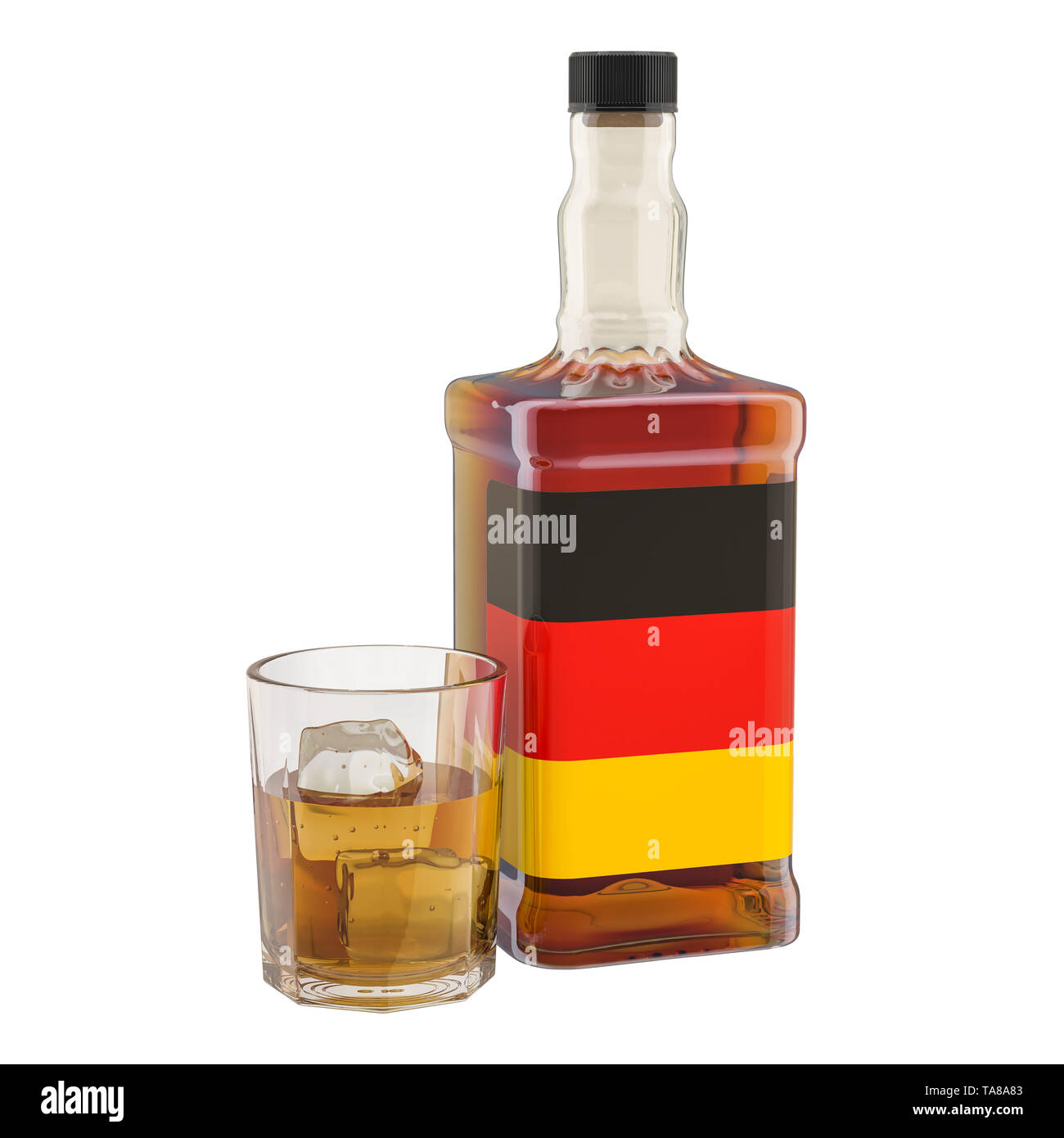 Production and consumption of alcohol drinks in Germany, concept. 3D ...