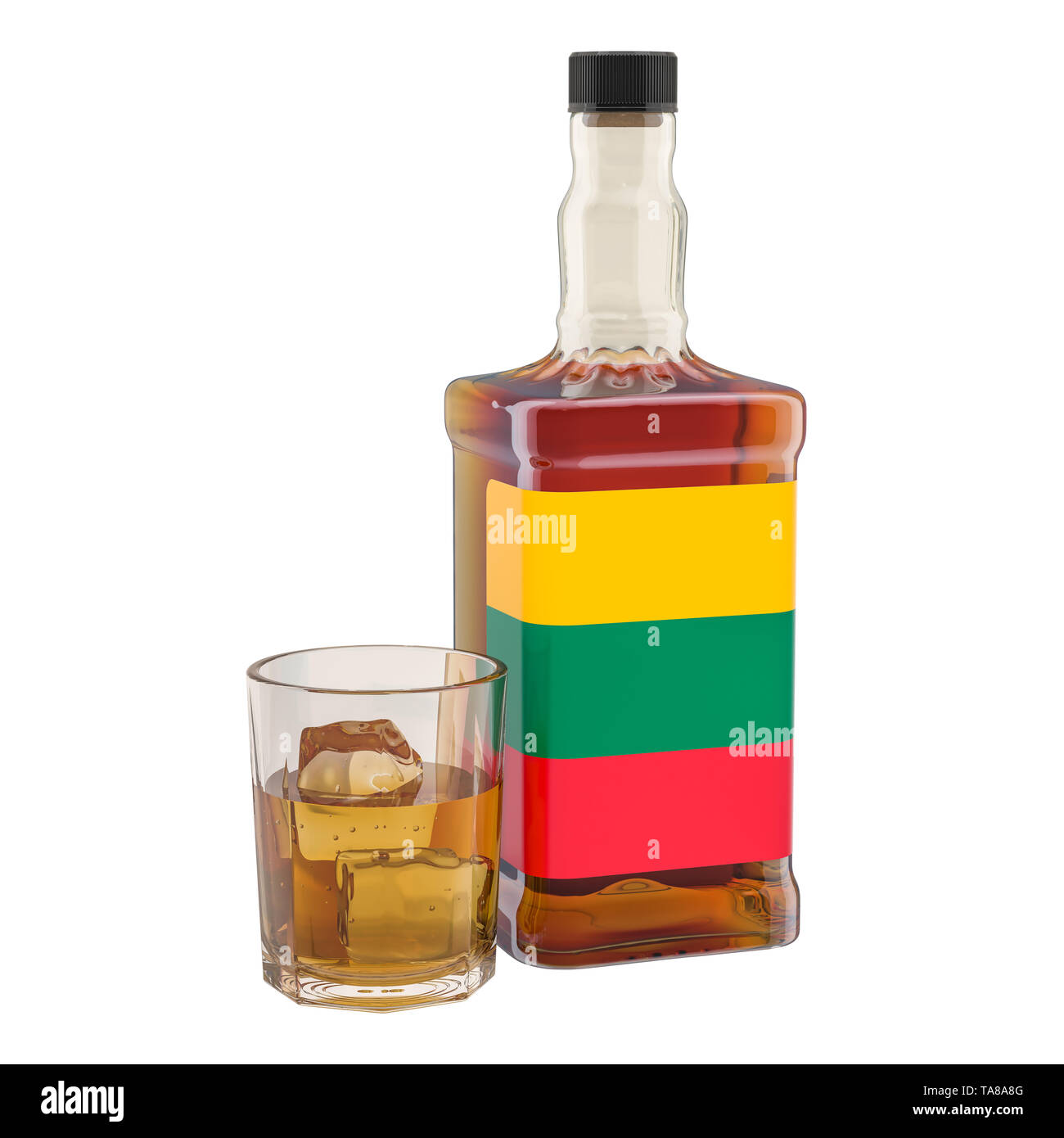 Production and consumption of alcohol drinks in Lithuania, concept. 3D ...