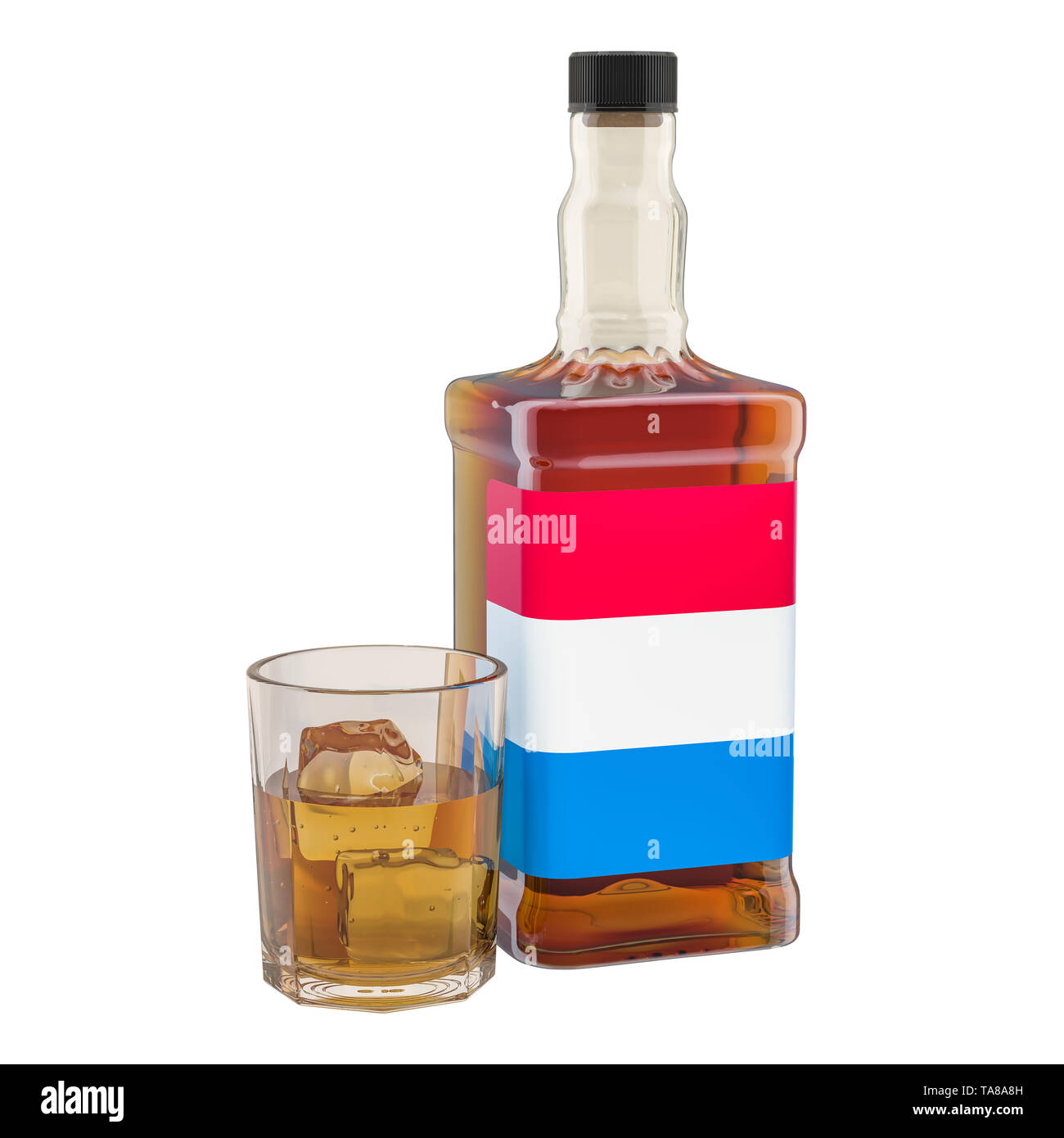 Production and consumption of alcohol drinks in Luxembourg, concept. 3D ...