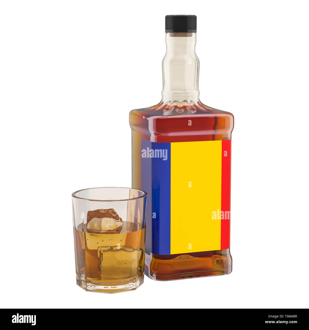 Production and consumption of alcohol drinks in Romania, concept. 3D ...