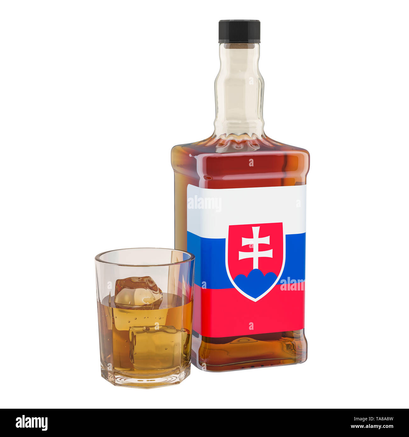 Production and consumption of alcohol drinks in Slovakia, concept. 3D ...