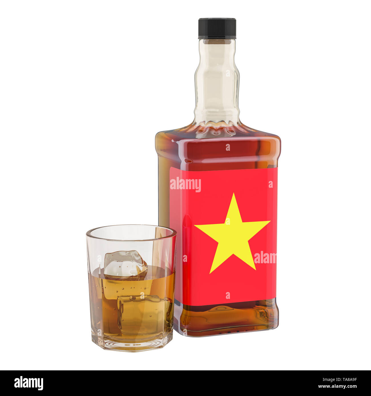 Production and consumption of alcohol drinks in Vietnam, concept. 3D ...