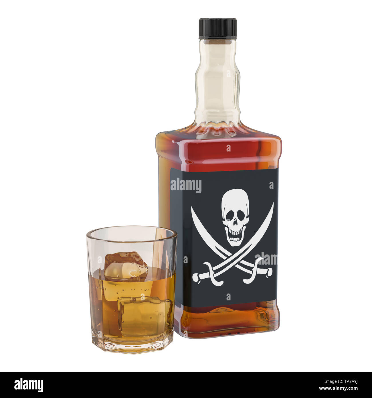 Smuggling of alcohol drinks concept. 3D rendering isolated on white ...