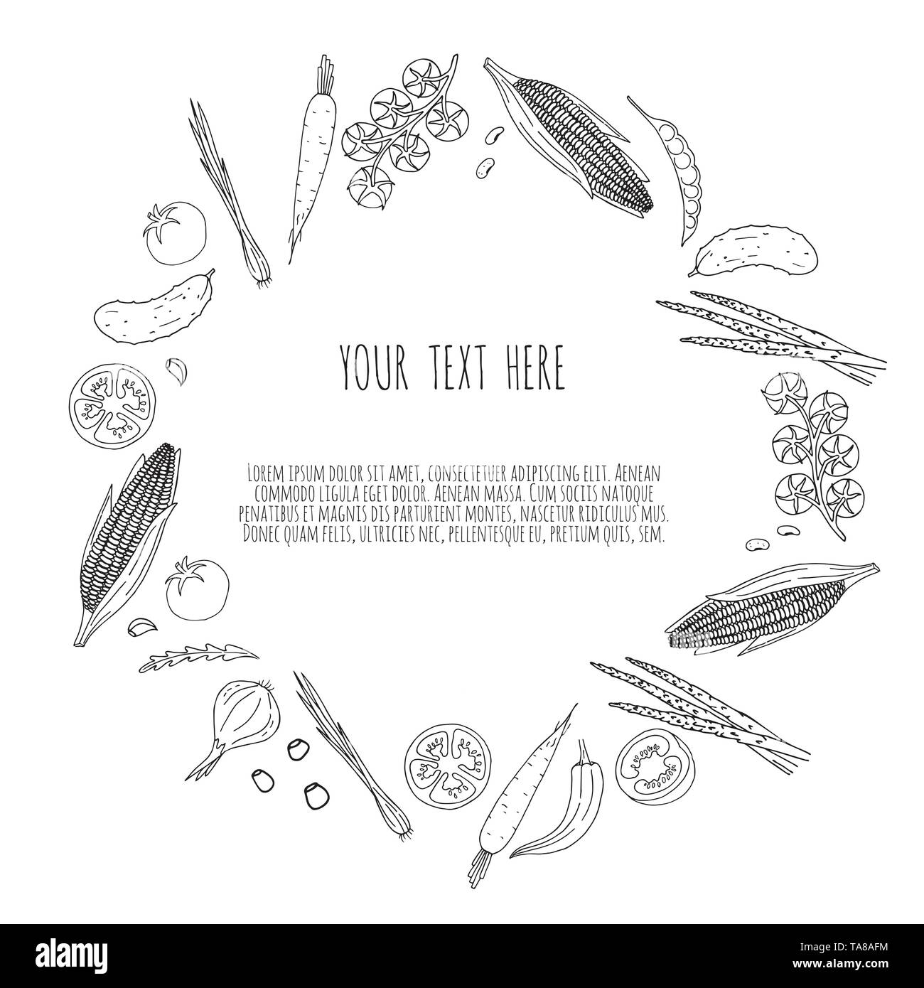Hand drawn vegetables. Healthy food vector background. White on black ...