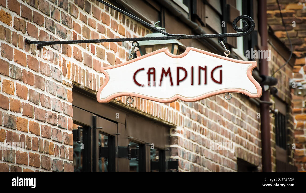 Street Sign the Direction Way to Camping Stock Photo - Alamy