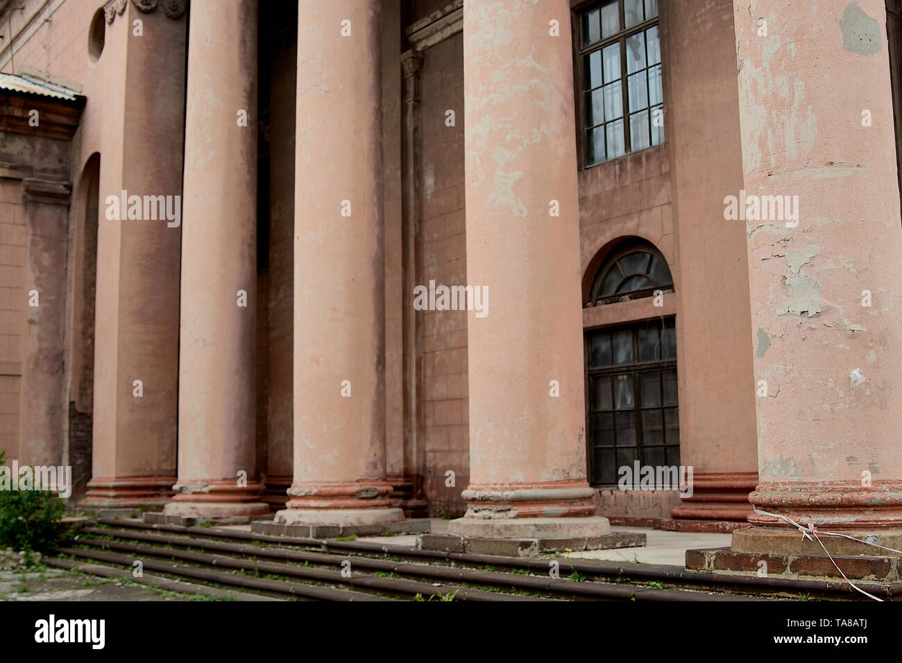 The old looking soviet union's architectural building with large ...