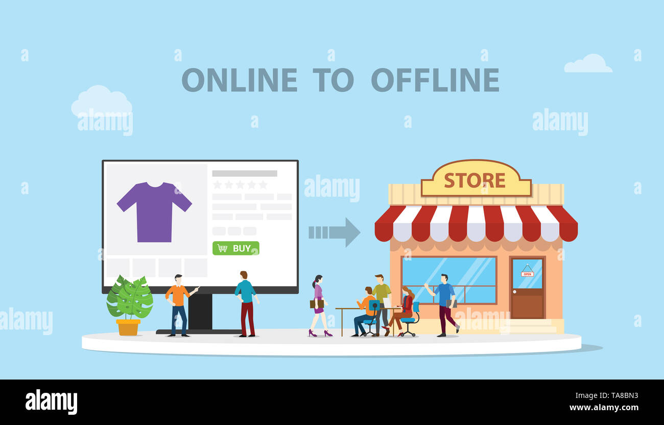 o2o online to offline e-commerce new concept technology with store and ...