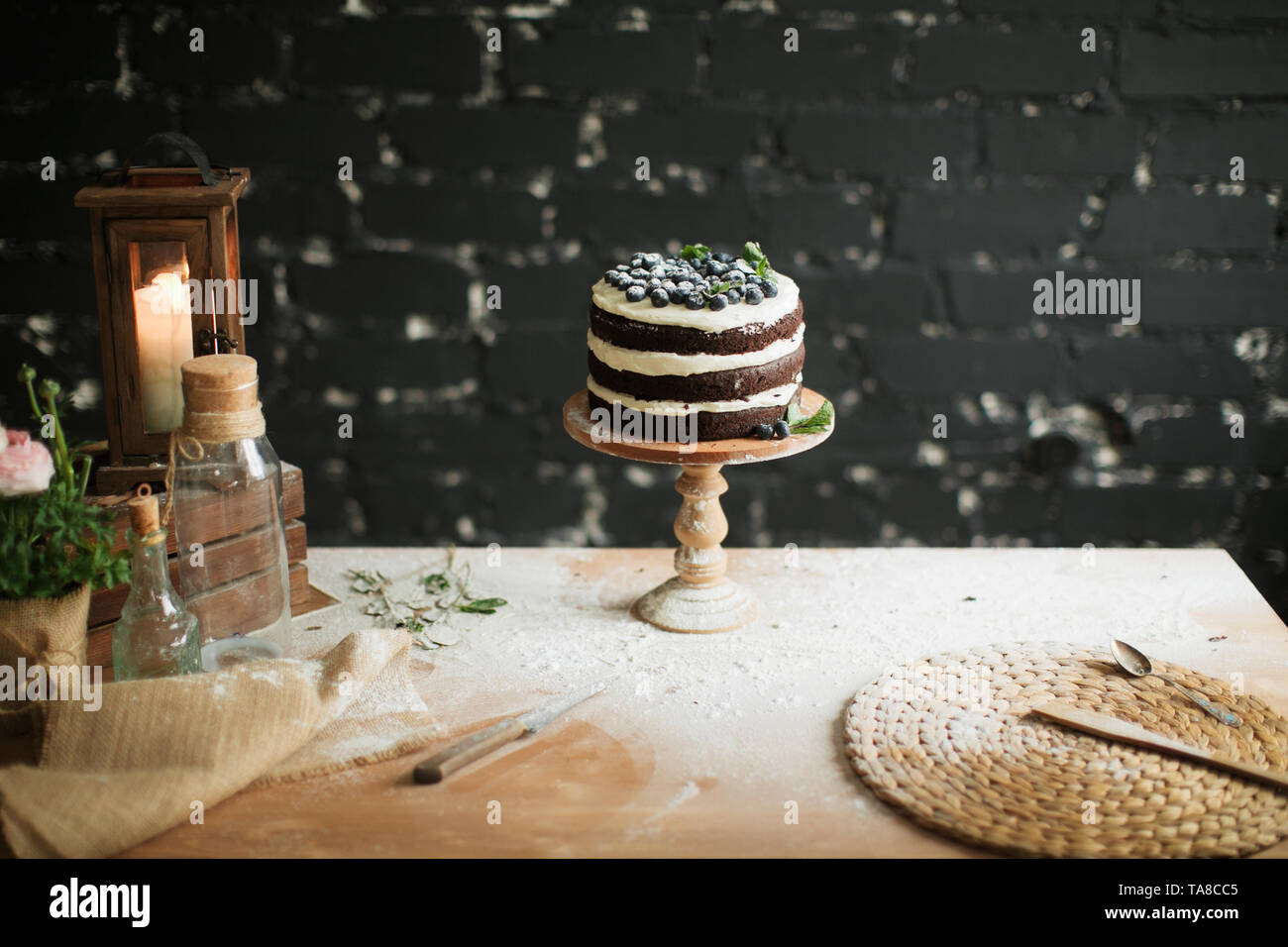 cooking cake on the table and baking cake ingredients Stock Photo - Alamy